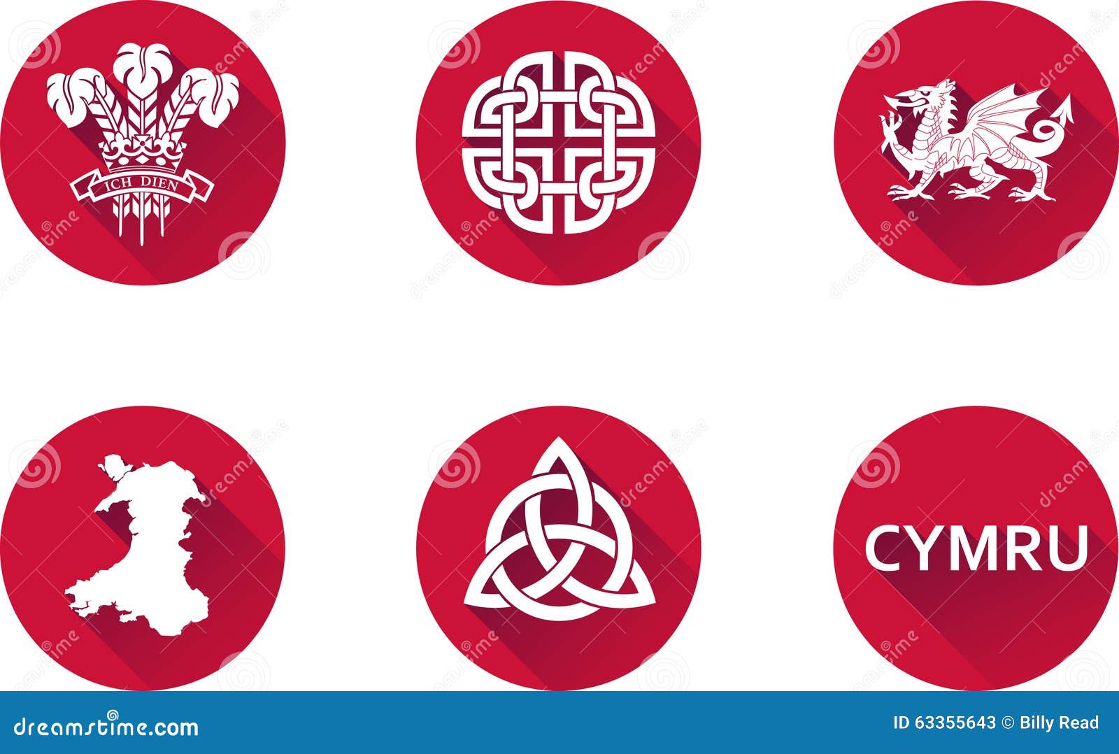 Wales Flat Icon Set stock vector. Illustration of britain - 63355643