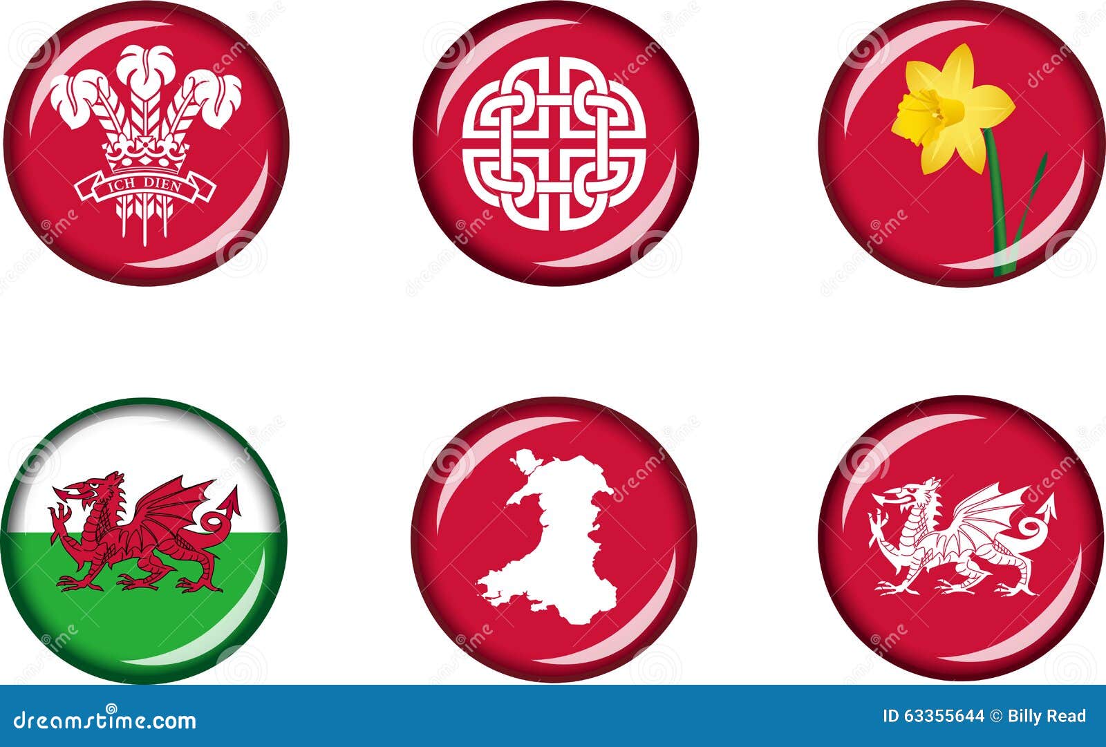 Wales Flat Icon Set stock vector. Illustration of graphic - 63355644
