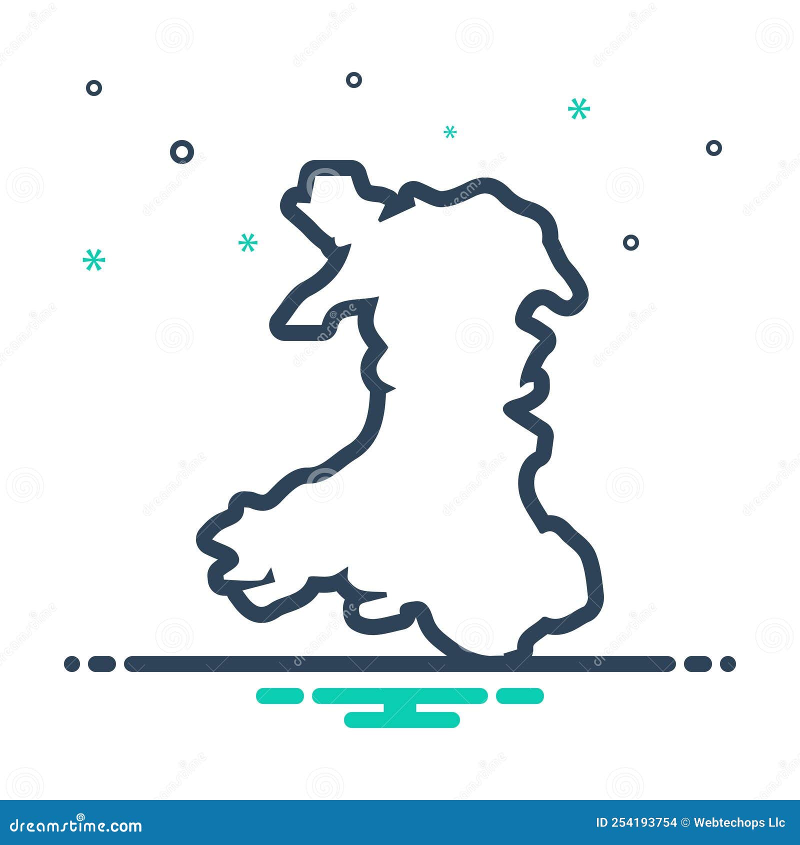 Map Icon Of Wales. Blue Map Of Europe With Highlighted Wales In Red ...