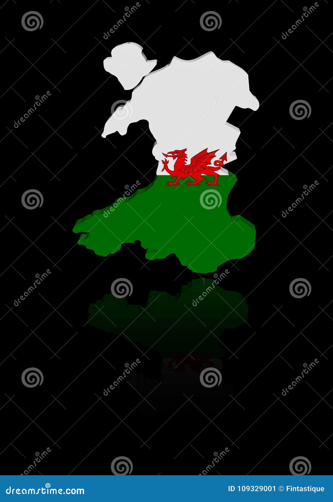 Wales Map Flag with Reflection Illustration Stock Illustration ...