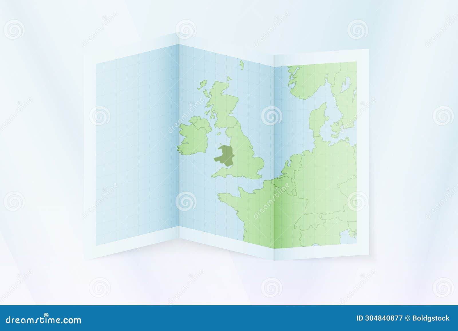 Wales Map, Folded Paper with Wales Map Stock Vector - Illustration of ...