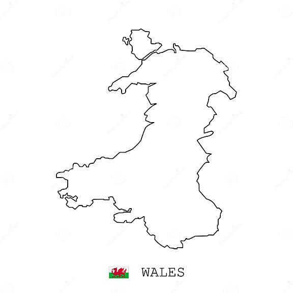 Wales Map Line, Linear Thin Vector. Wales Simple Map Stock Vector ...