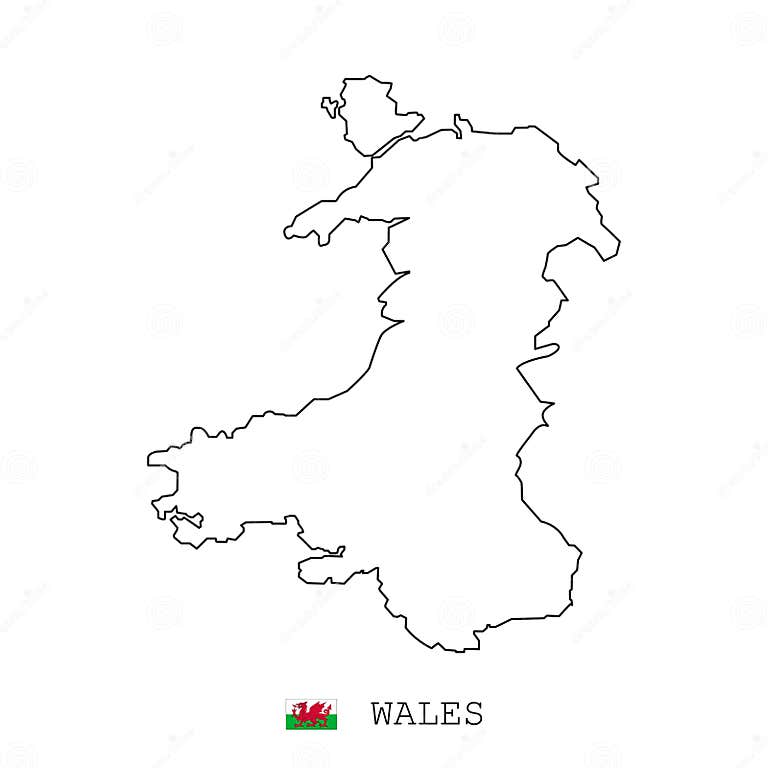 Wales Map Line, Linear Thin Vector. Wales Simple Map Stock Vector ...