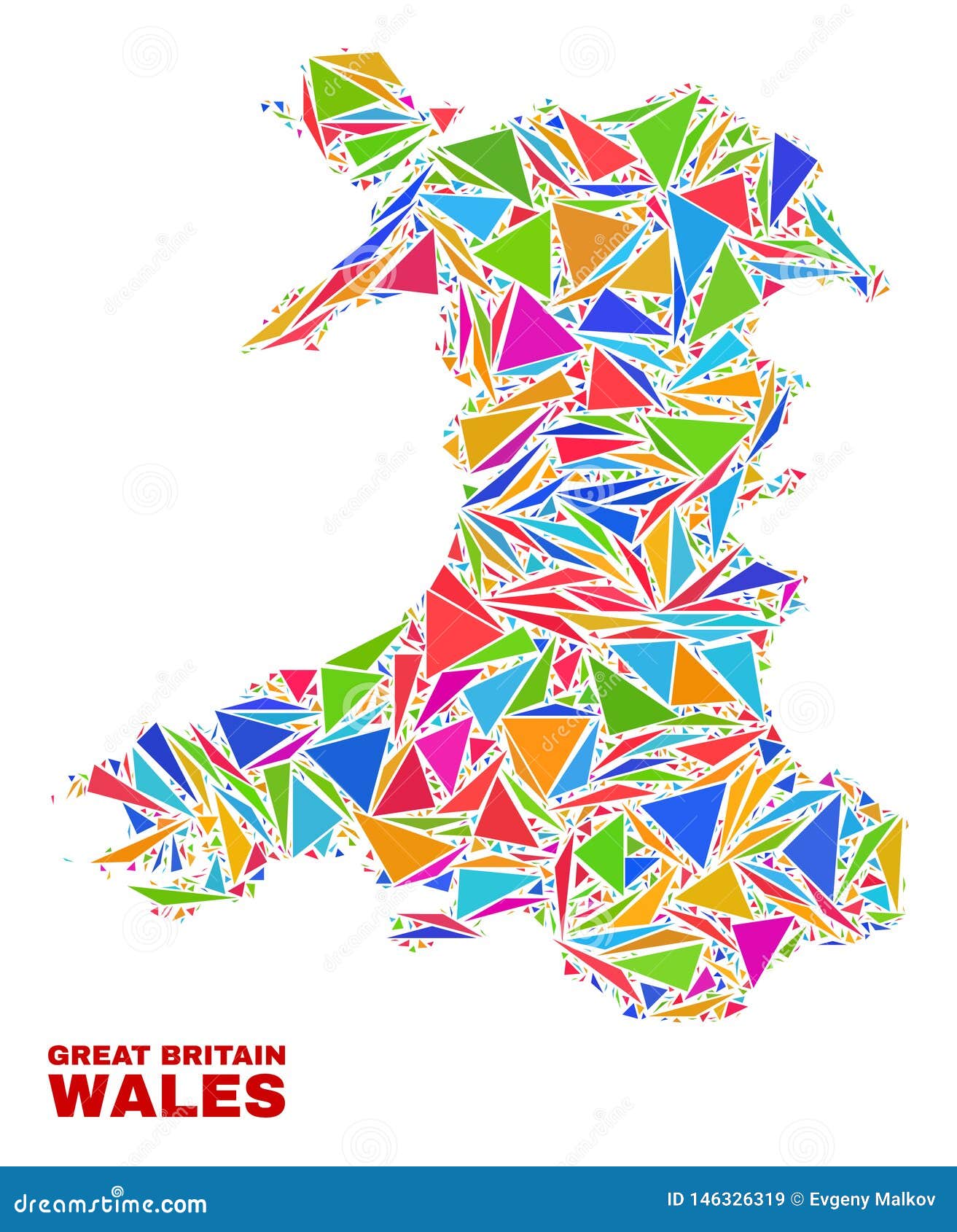 Wales Map - Mosaic of Color Triangles Stock Vector - Illustration of ...