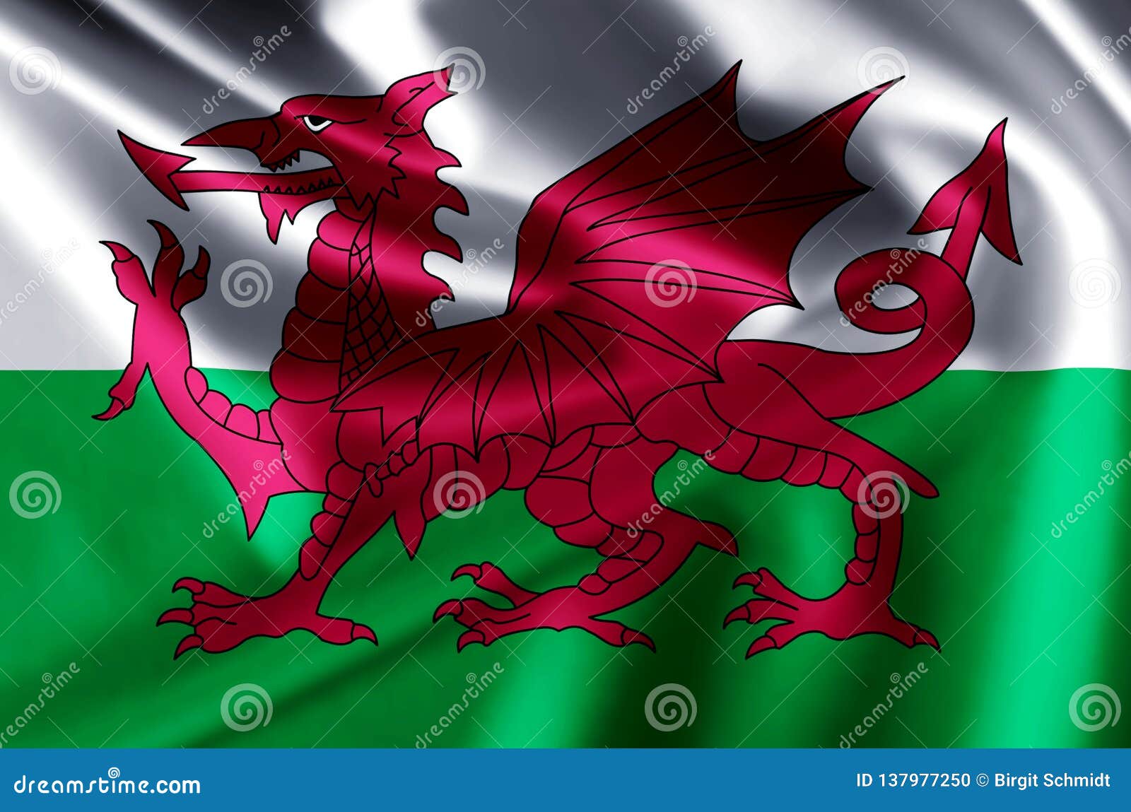 Wales Realistic Flag Illustration. Stock Illustration - Illustration of ...