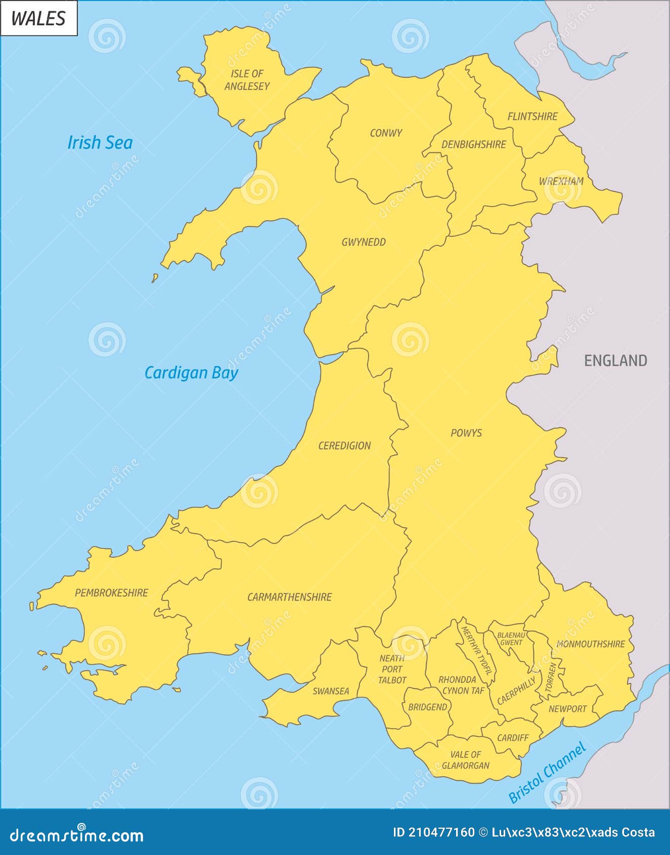 Map Of Wales With The Regions Illustrated Stock Photography ...