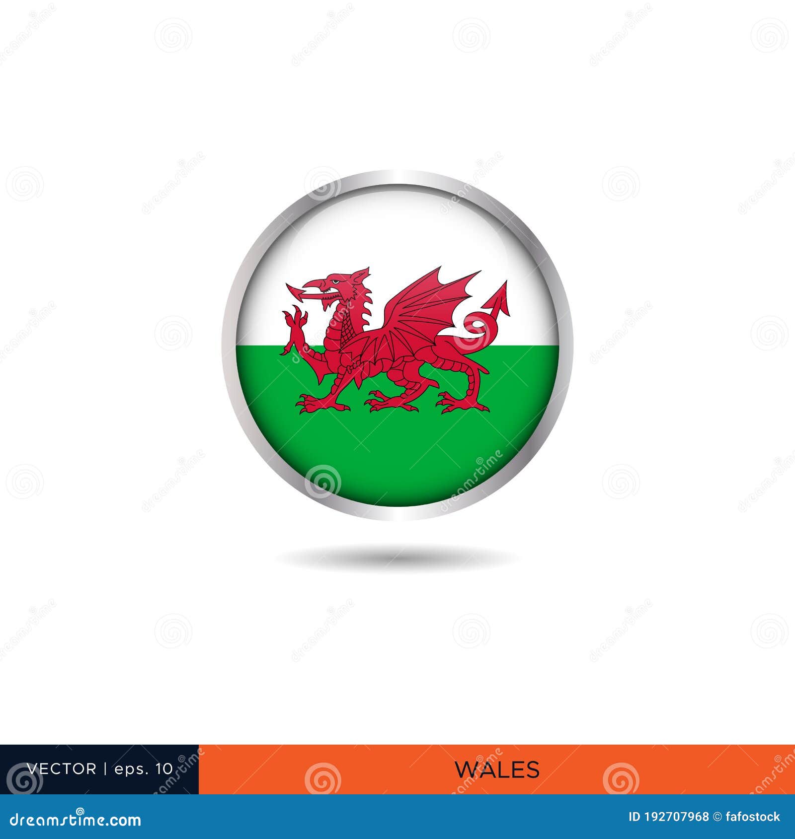 Wales Round Flag Vector Design. Stock Vector - Illustration of design ...