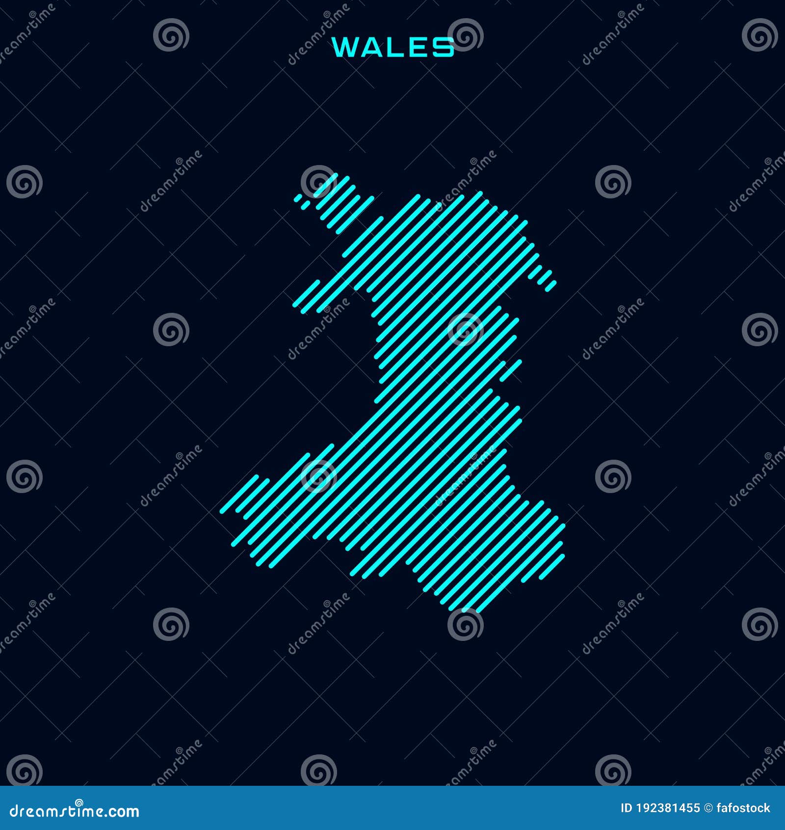 Wales Striped Map Vector Design Template with Blue Background. Stock ...