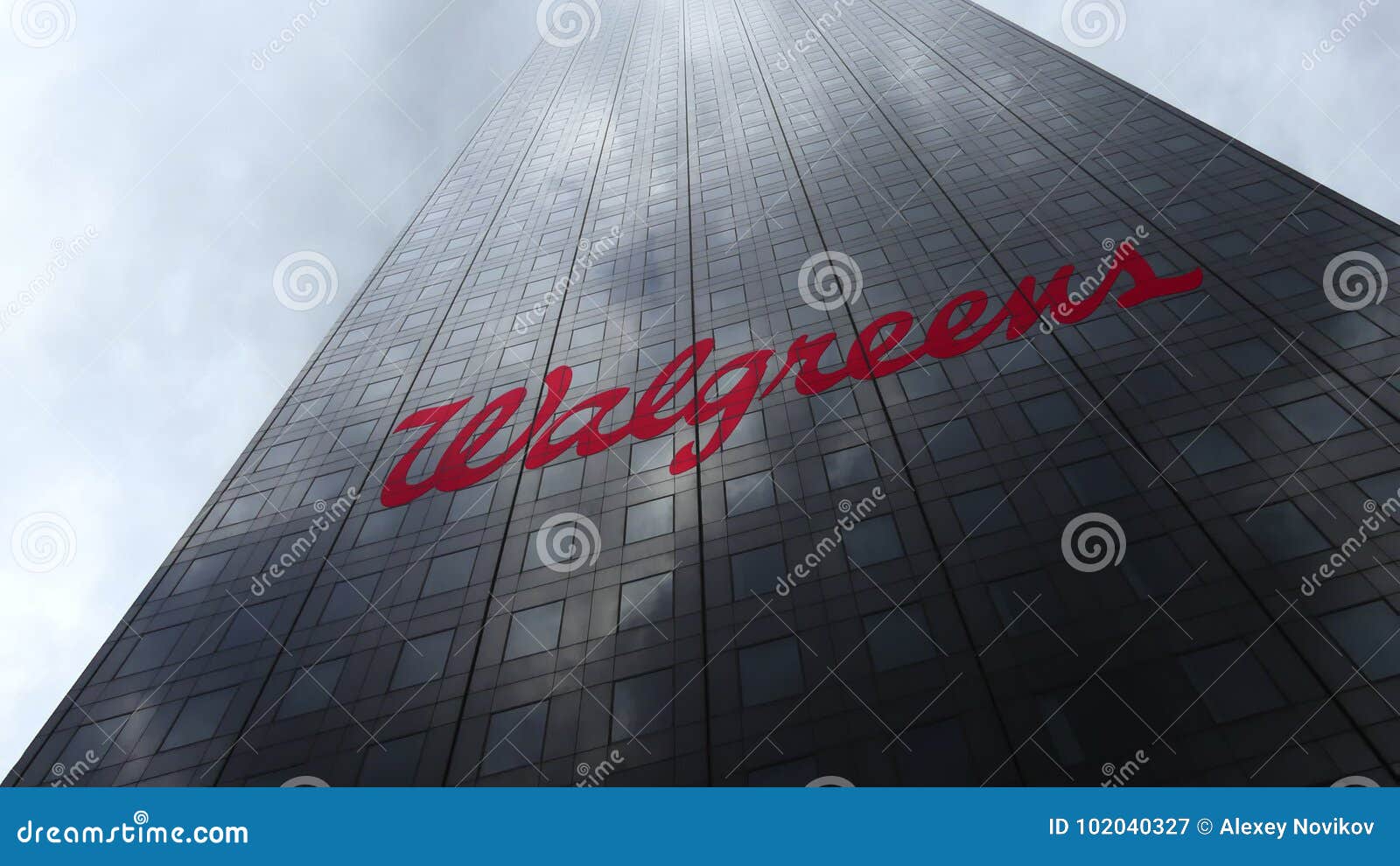 Walgreens Logo on a Skyscraper Facade Reflecting Clouds. Editorial 3D ...
