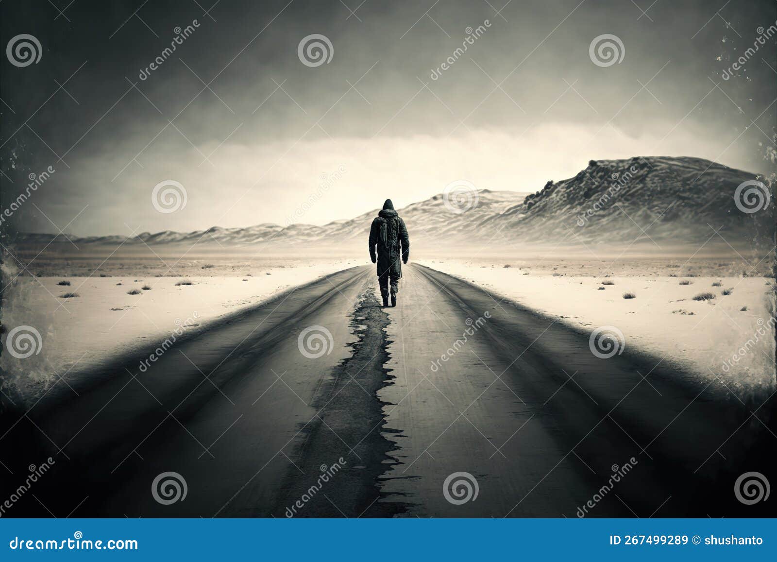 Walk Along on the Lonely Road Stock Illustration - Illustration of ...