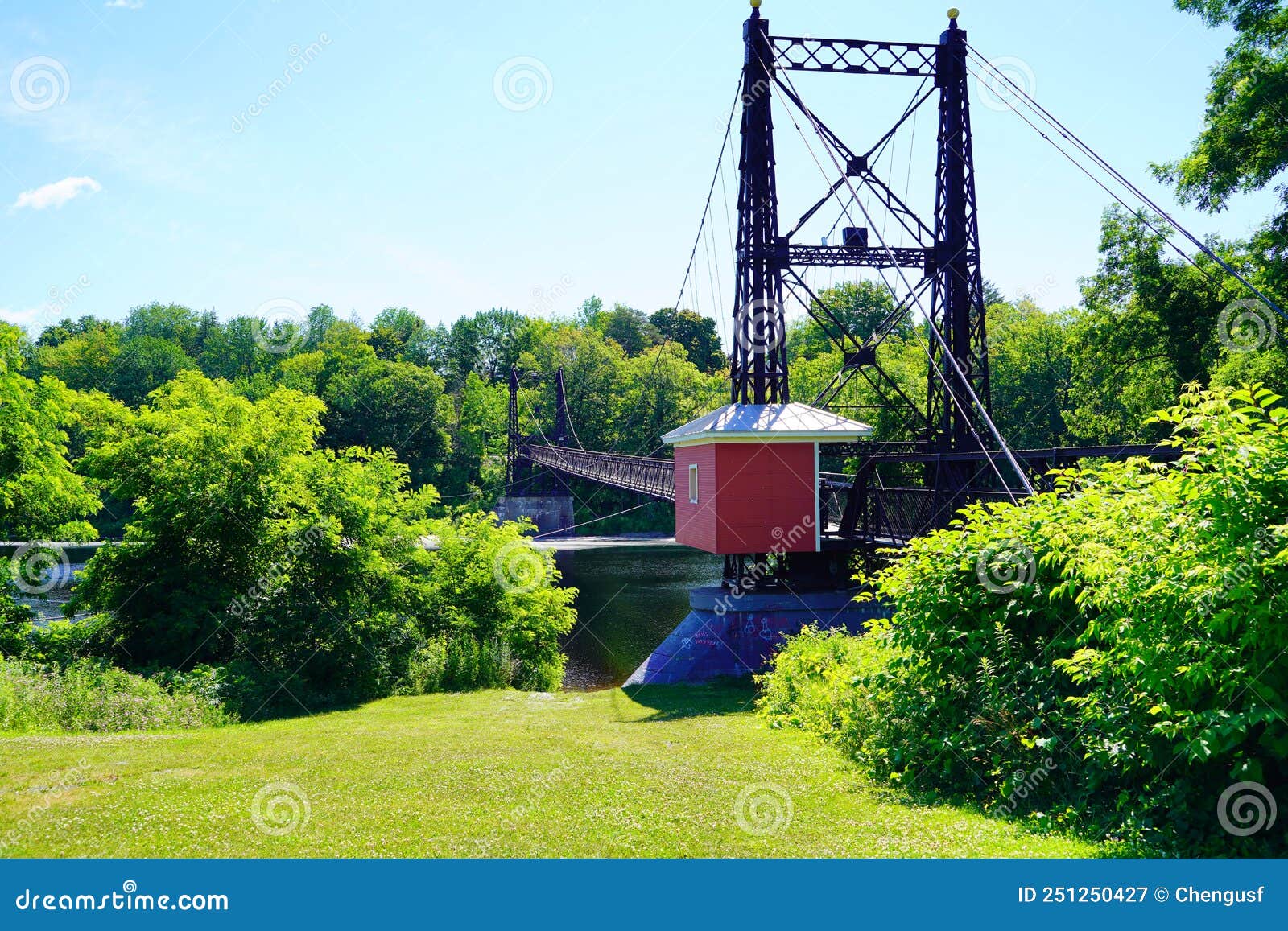 A Walk Bridge on Kennebec River Stock Image - Image of entrance ...