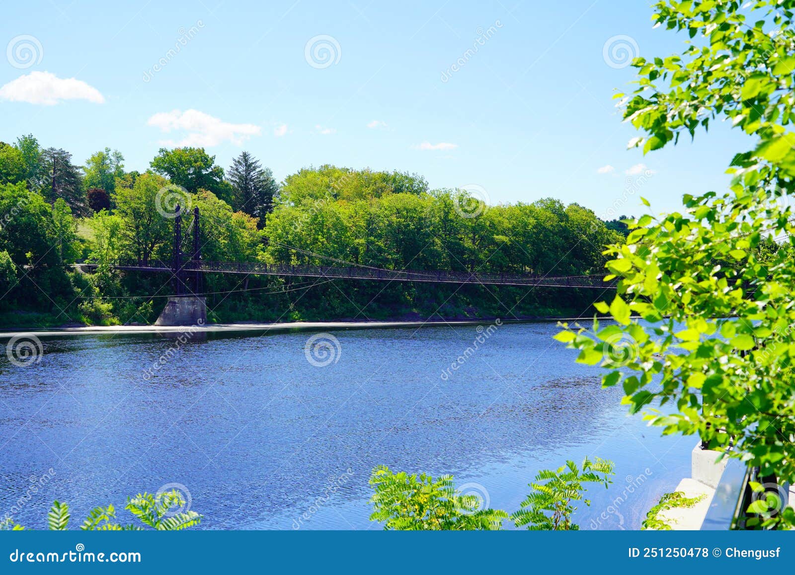 A Walk Bridge on Kennebec River Stock Photo - Image of america, city ...