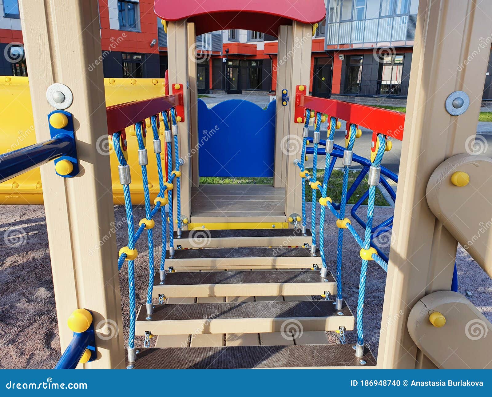 Walk Bridge Rope. Fastening Elements of Structures on the Bright ...