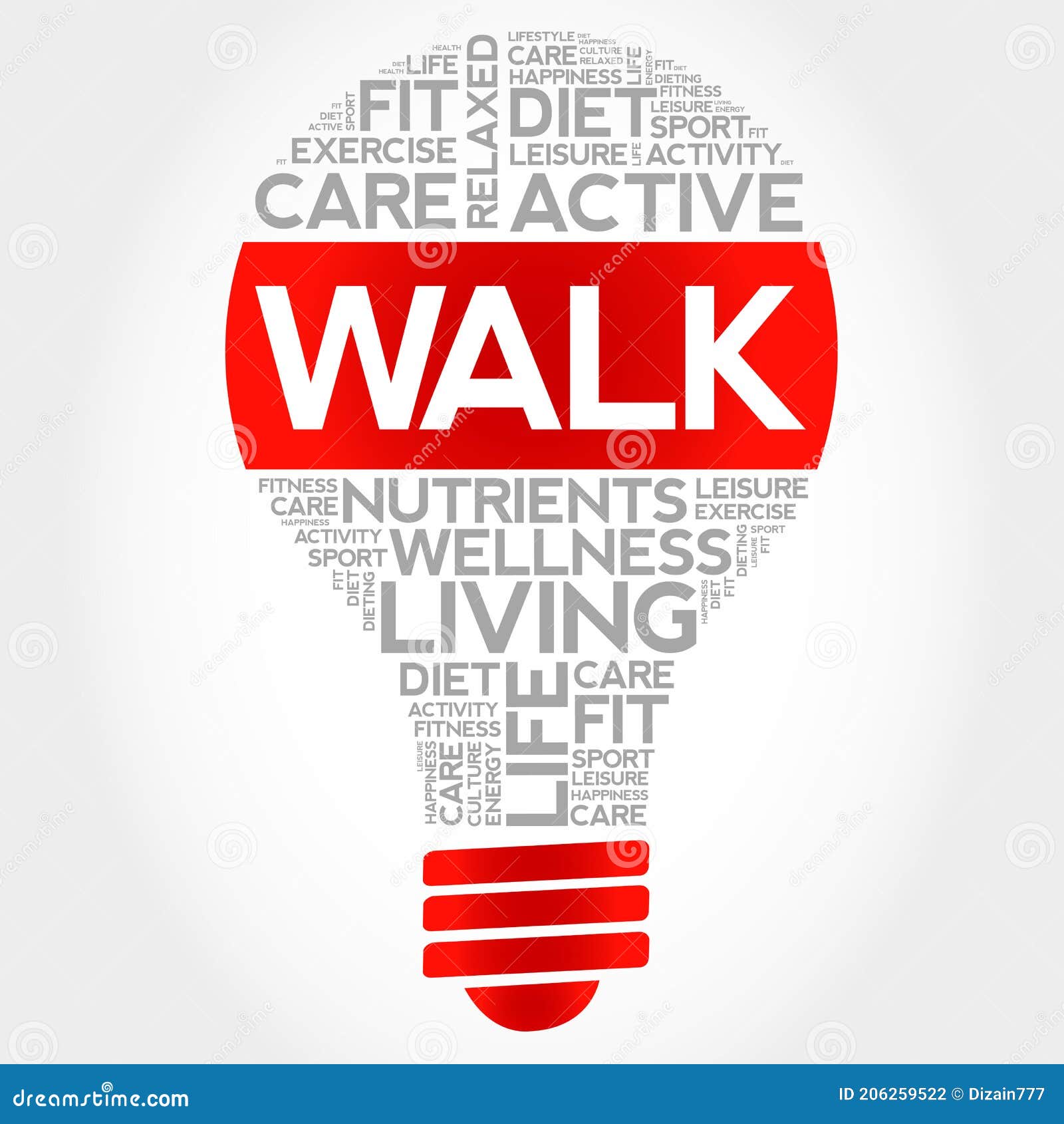 WALK bulb word cloud stock illustration. Illustration of cloud - 206259522