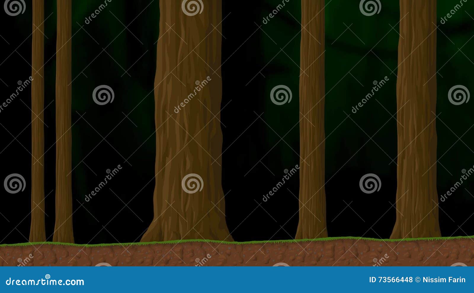 A Walk in a Cartoon Forest with Trees and Ground Stock Footage - Video ...