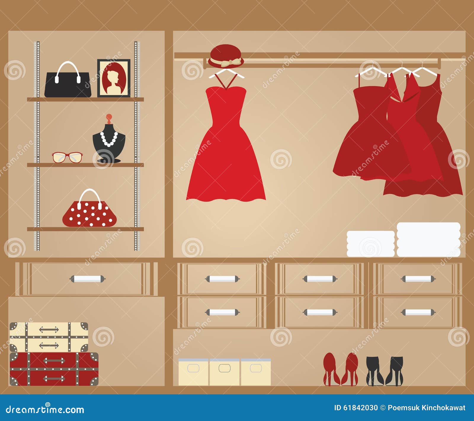 Walk In Closet Stock Vector - Image: 61842030