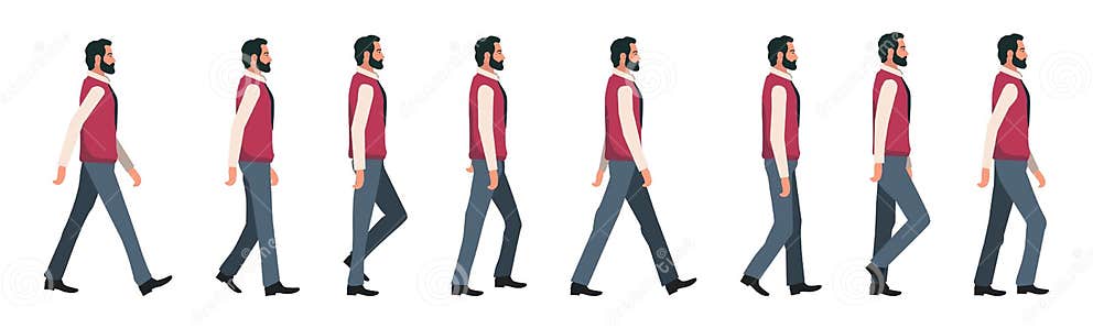 Walk Cycle Animation Frame by Frame, 2d Frames of Proffesor Stock ...