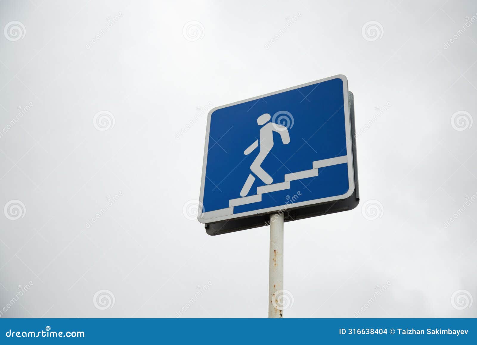 Walk Down Sign . Traffic Sign Pedestrian Descending Stock Photo - Image ...