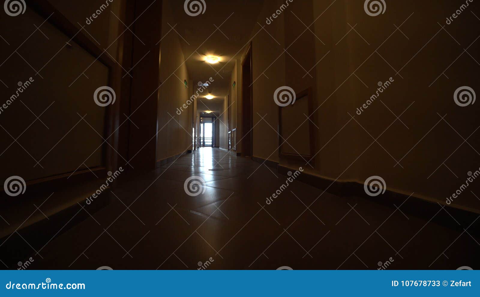 Walk through Hotel Corridor Stock Image - Image of company, cinematic ...