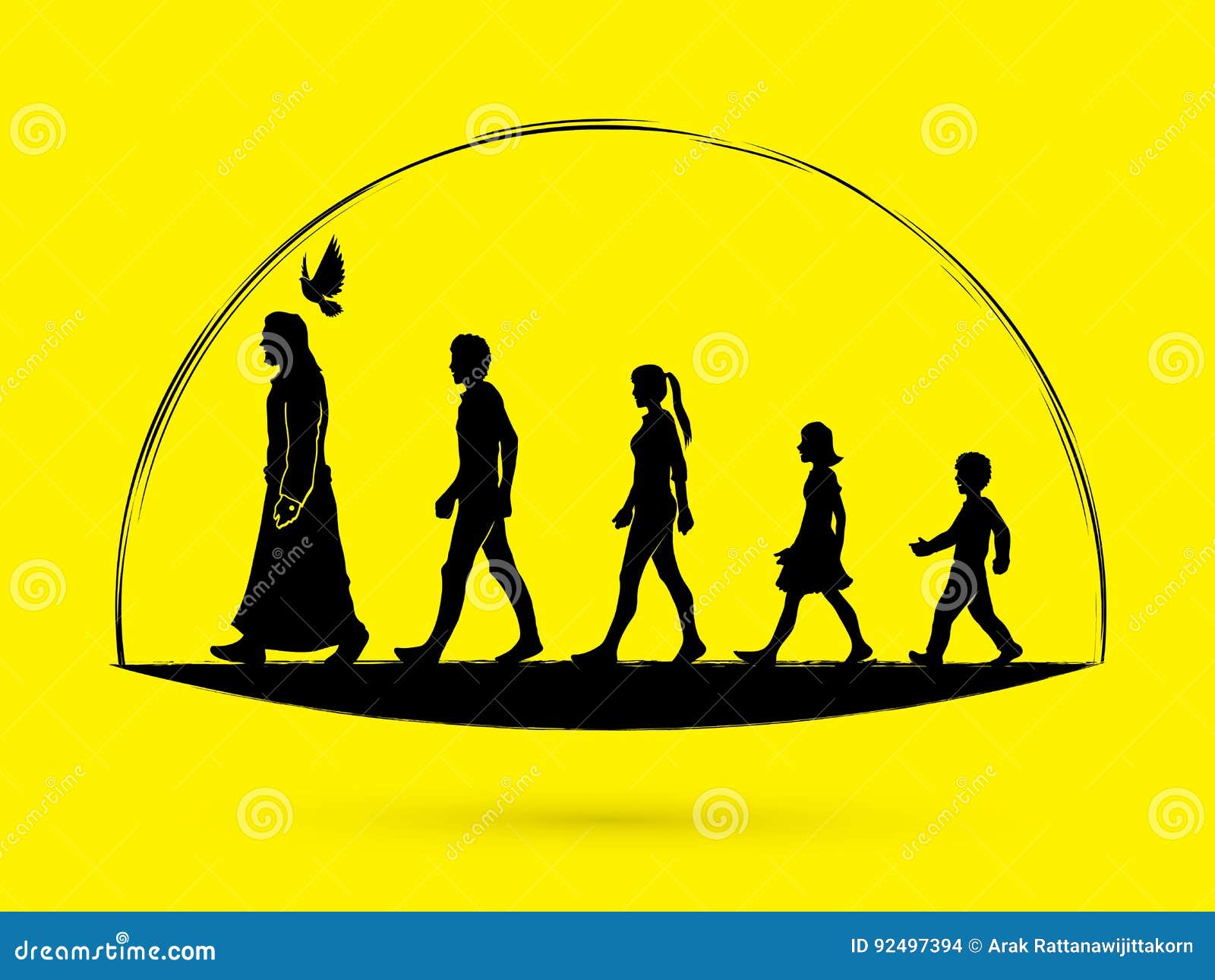 Walk With Jesus, Follow Jesus Cartoon Vector Illustration ...