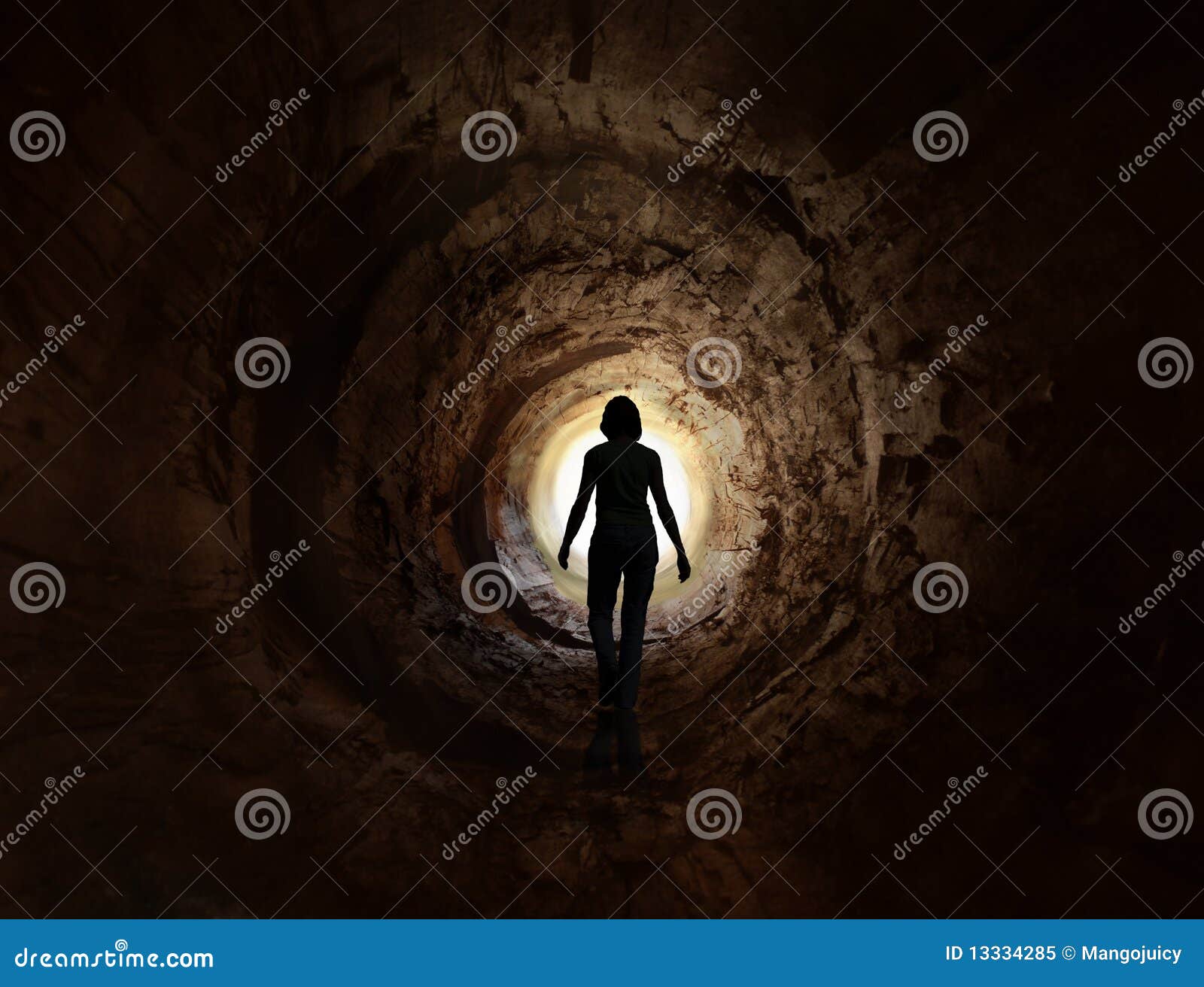 Walk into the Light in the Dark Tunnel Stock Image - Image of concept ...
