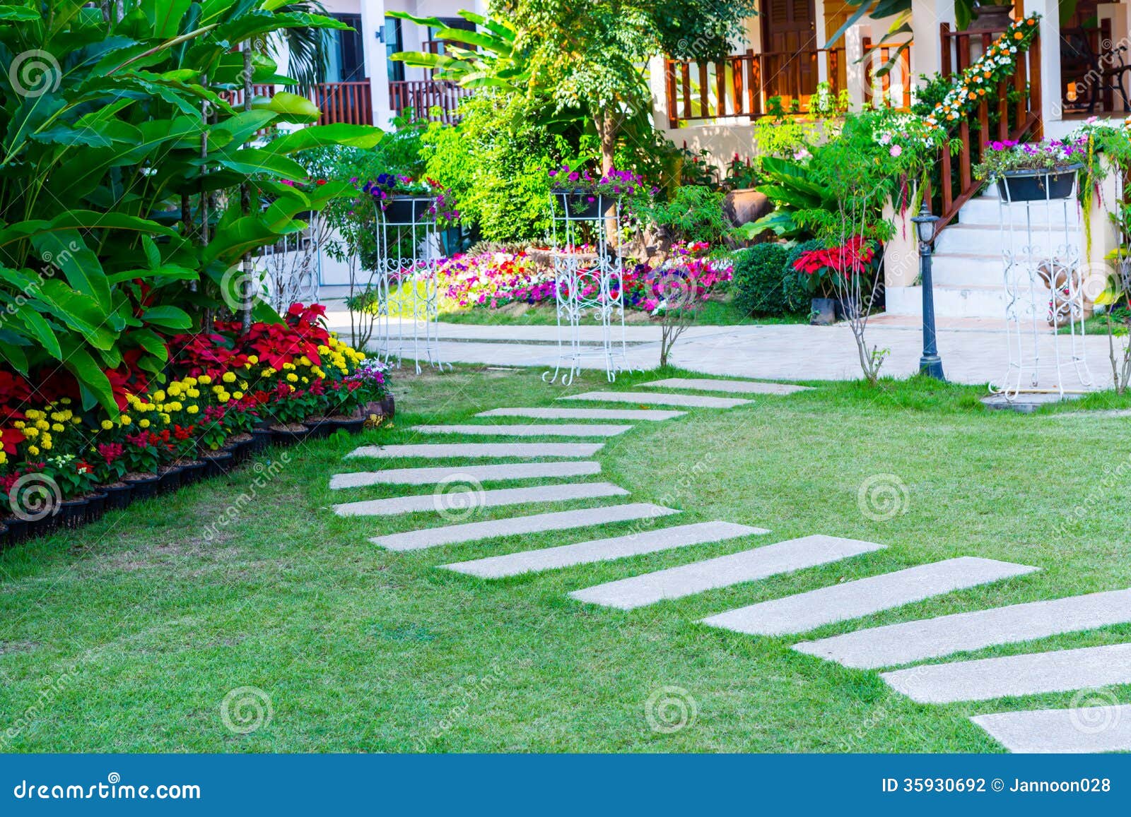 The Walk path in the park stock photo. Image of brick - 35930692