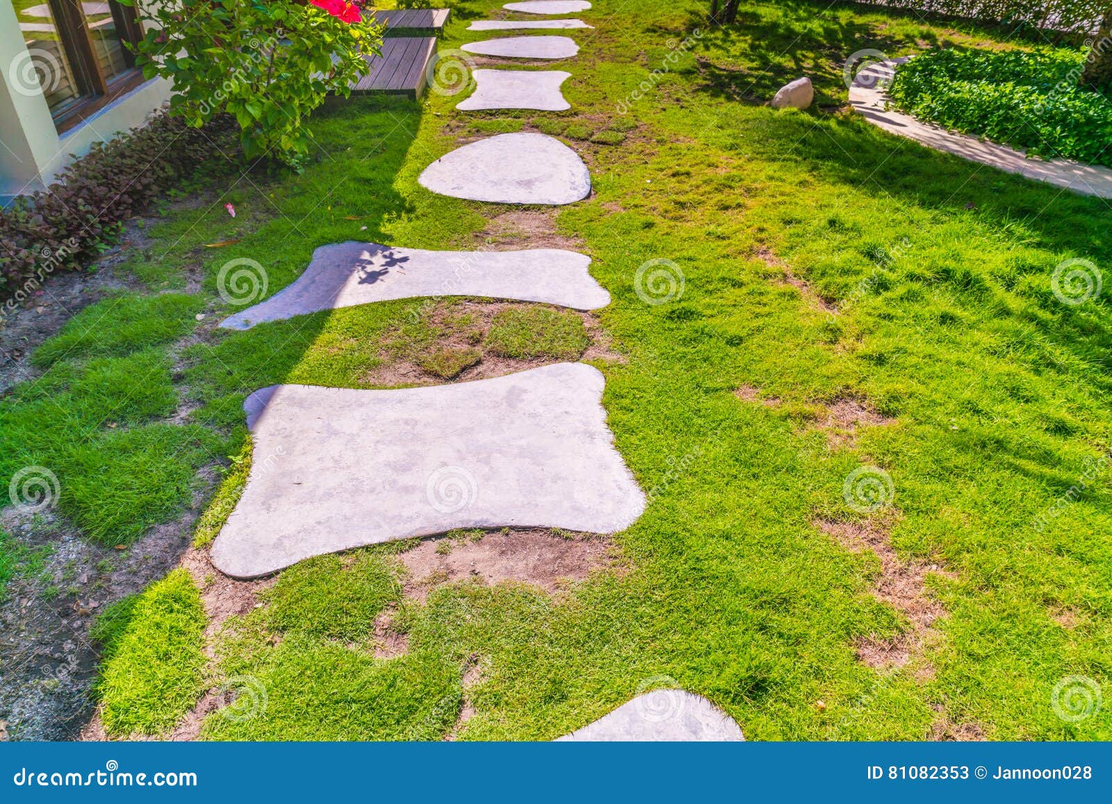 The Walk Path in the Park with Green Grass . Stock Image - Image of ...