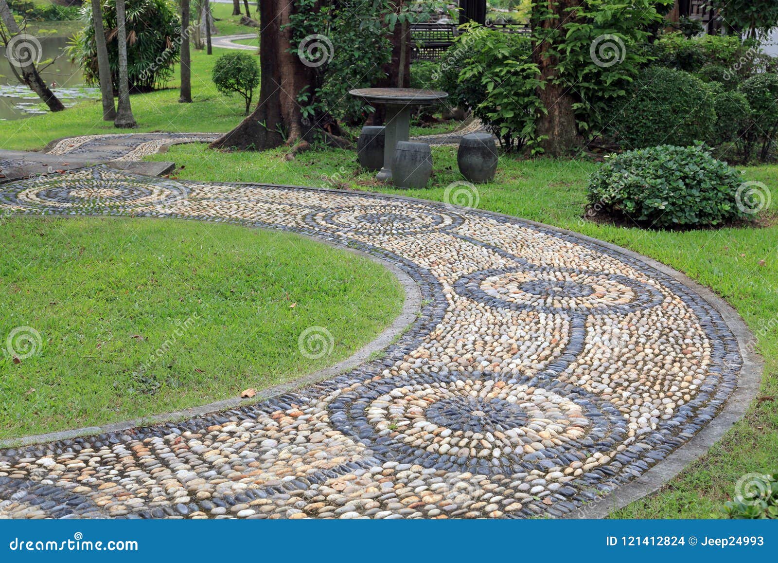 Texture of Stone Pathway in Garden. Stock Photo - Image of grass ...