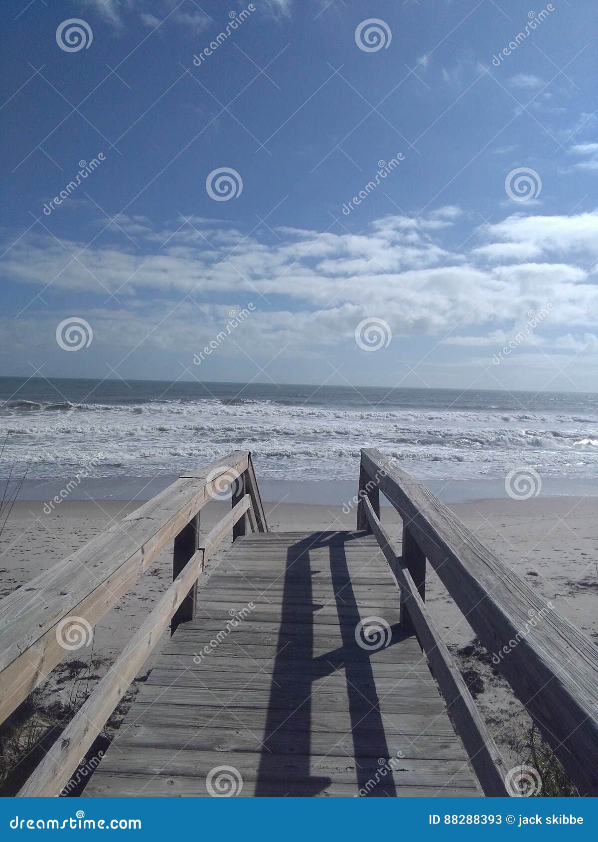 Walk on pier to beach stock image. Image of atlantic - 88288393