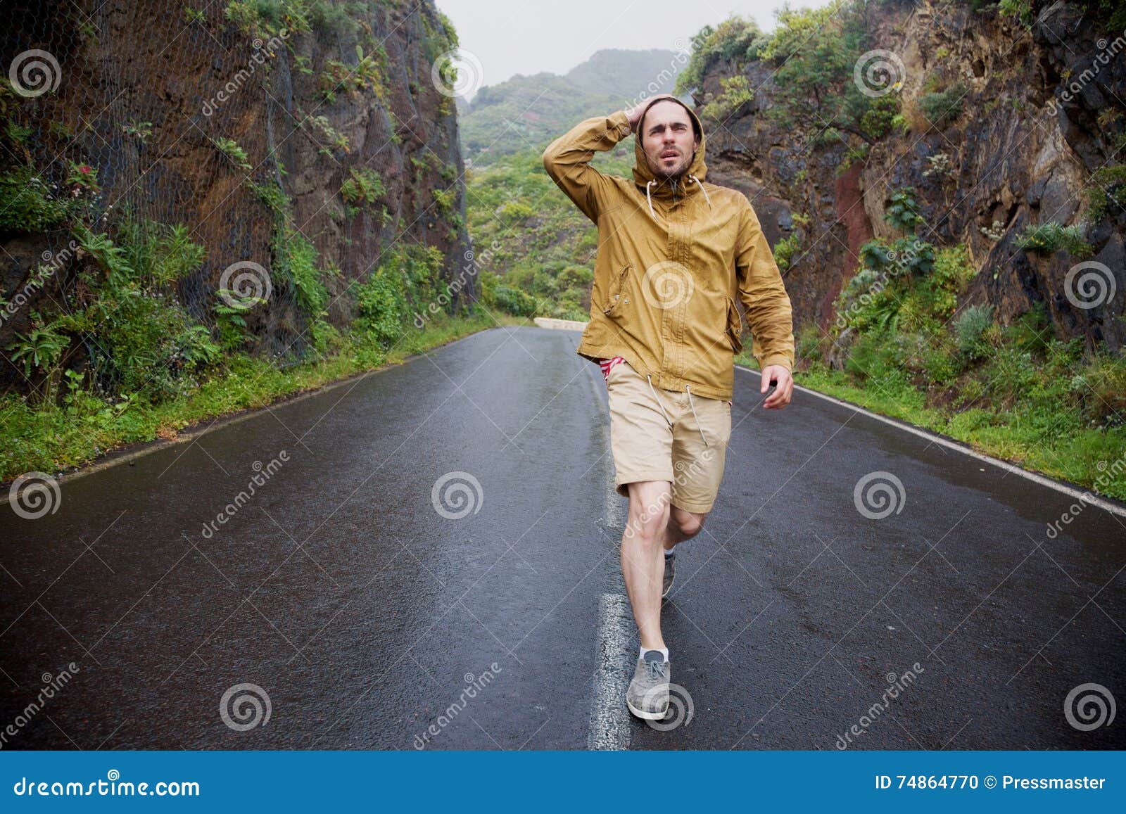Walk on rainy day stock photo. Image of asphalt, walking - 74864770