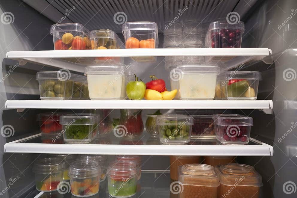 Walk-in Refrigerator Filled with Stackable Plastic Containers for Easy ...