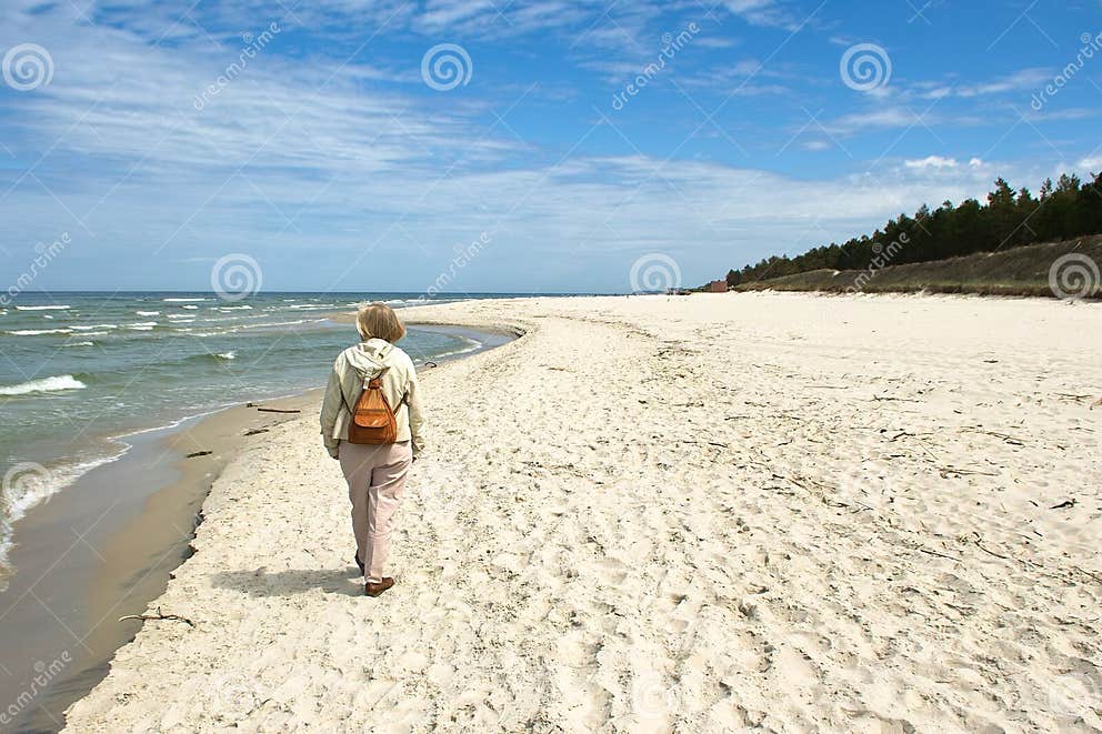 Walk by the sea. stock photo. Image of women, seascape - 25152120