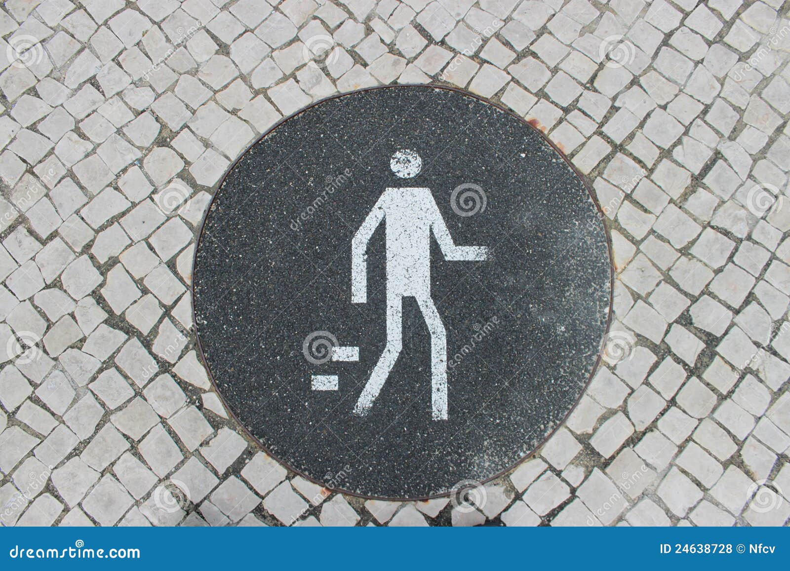 Walk Sign Painted on the Ground Stock Photo - Image of sign, floor ...