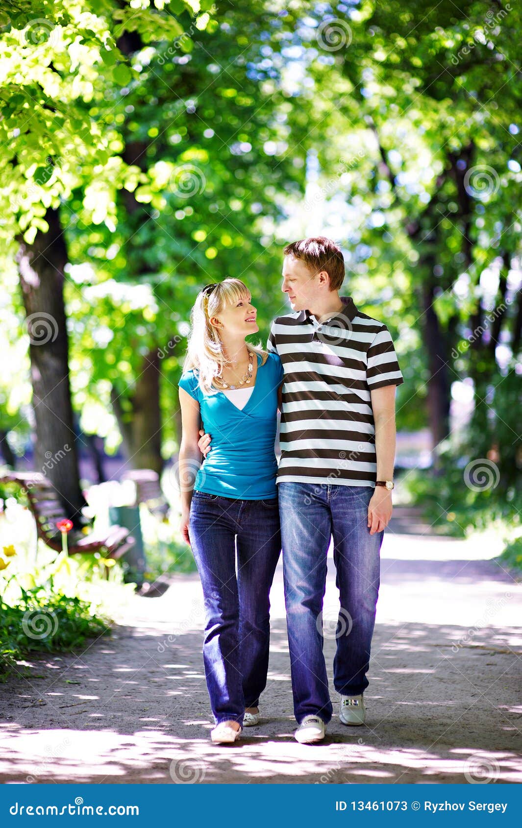 Walk in Spring Park. Man and Woman. Stock Image - Image of kindness ...