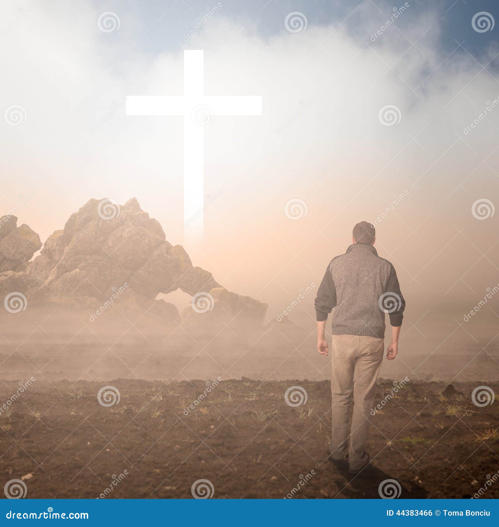 Walk to the Cross stock photo. Image of cross, glow, walking - 44383466