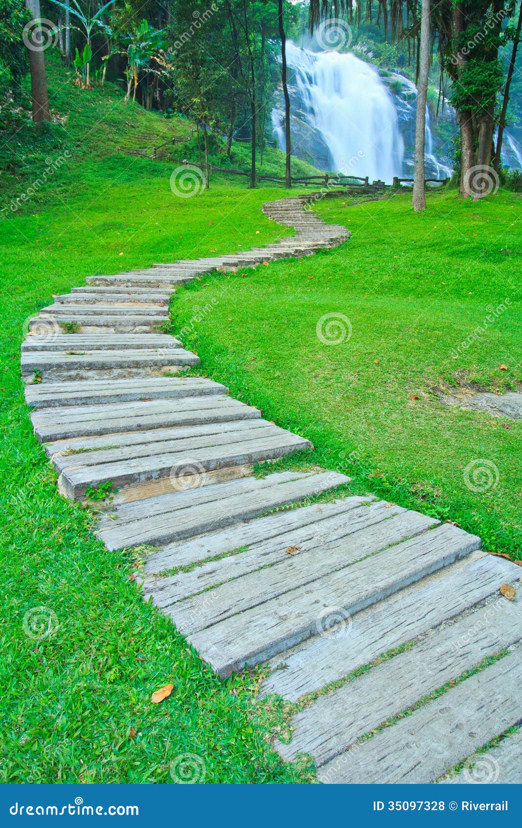 Walk to the waterfall stock photo. Image of landscape - 35097328