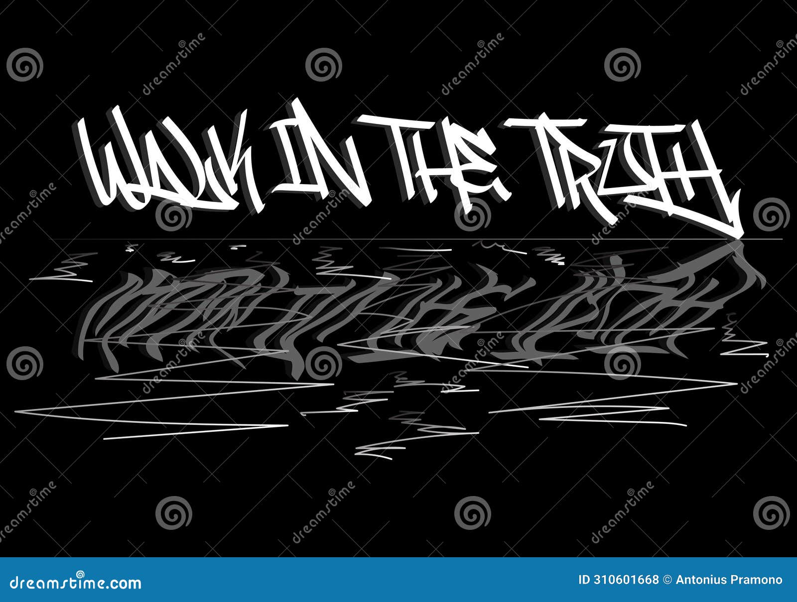 WALK in the TRUTH Word Graffiti Tag MIRROR Water Style Stock Vector ...