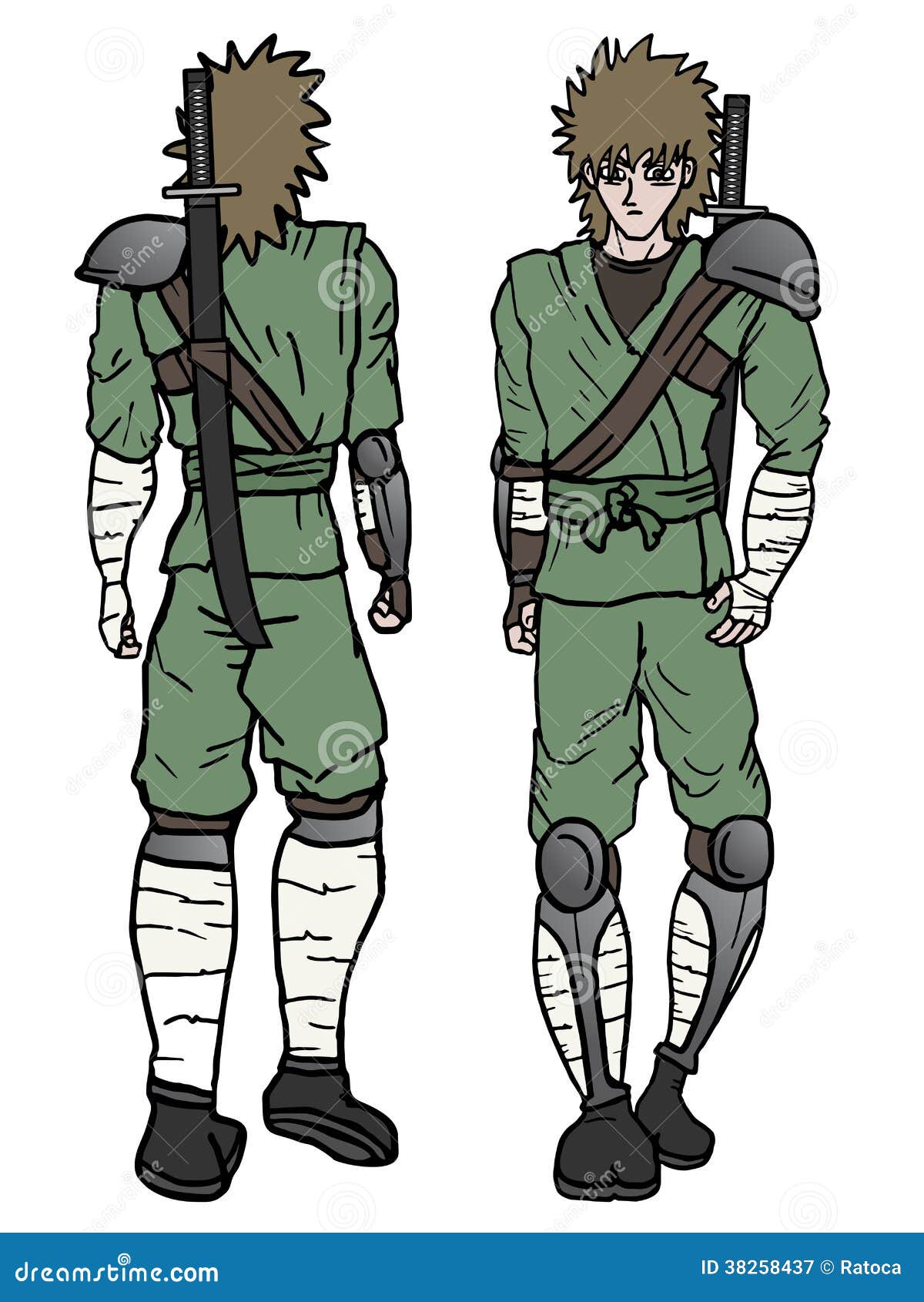 Walk two ninja stock vector. Illustration of gladiator - 38258437