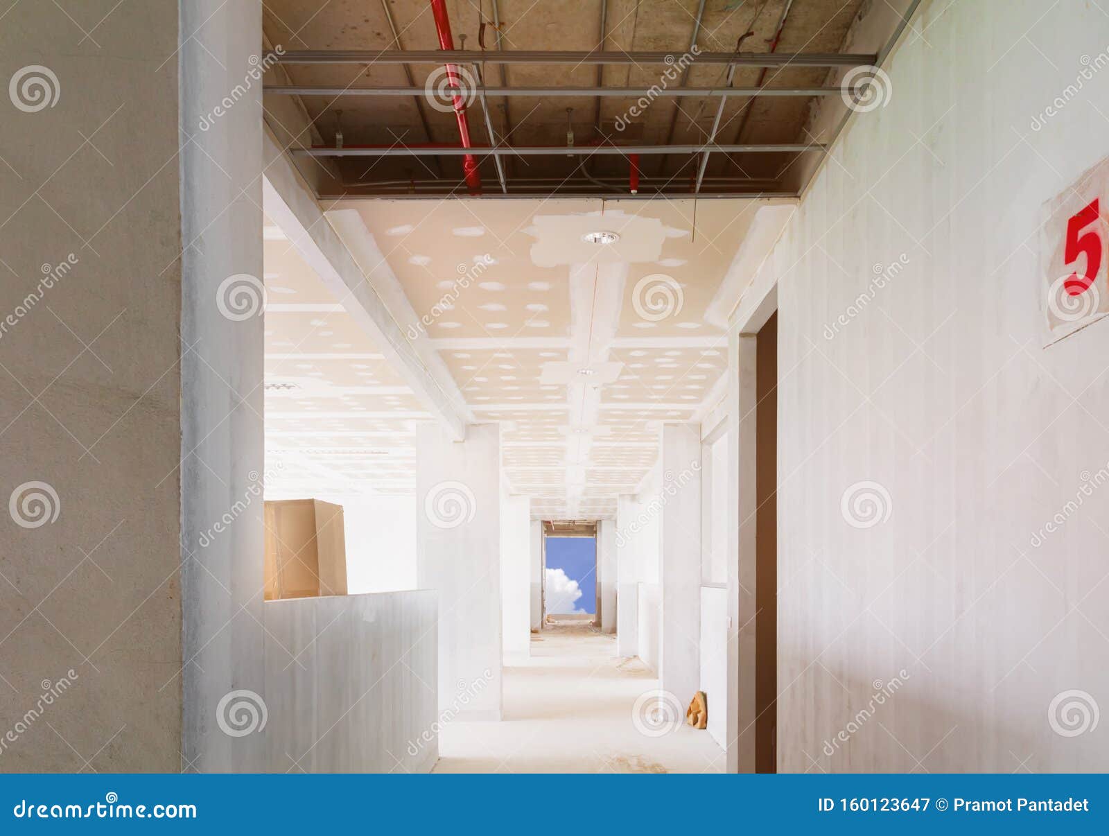 Walk Way Interior Decorate Interior Room in Building Construction Site ...