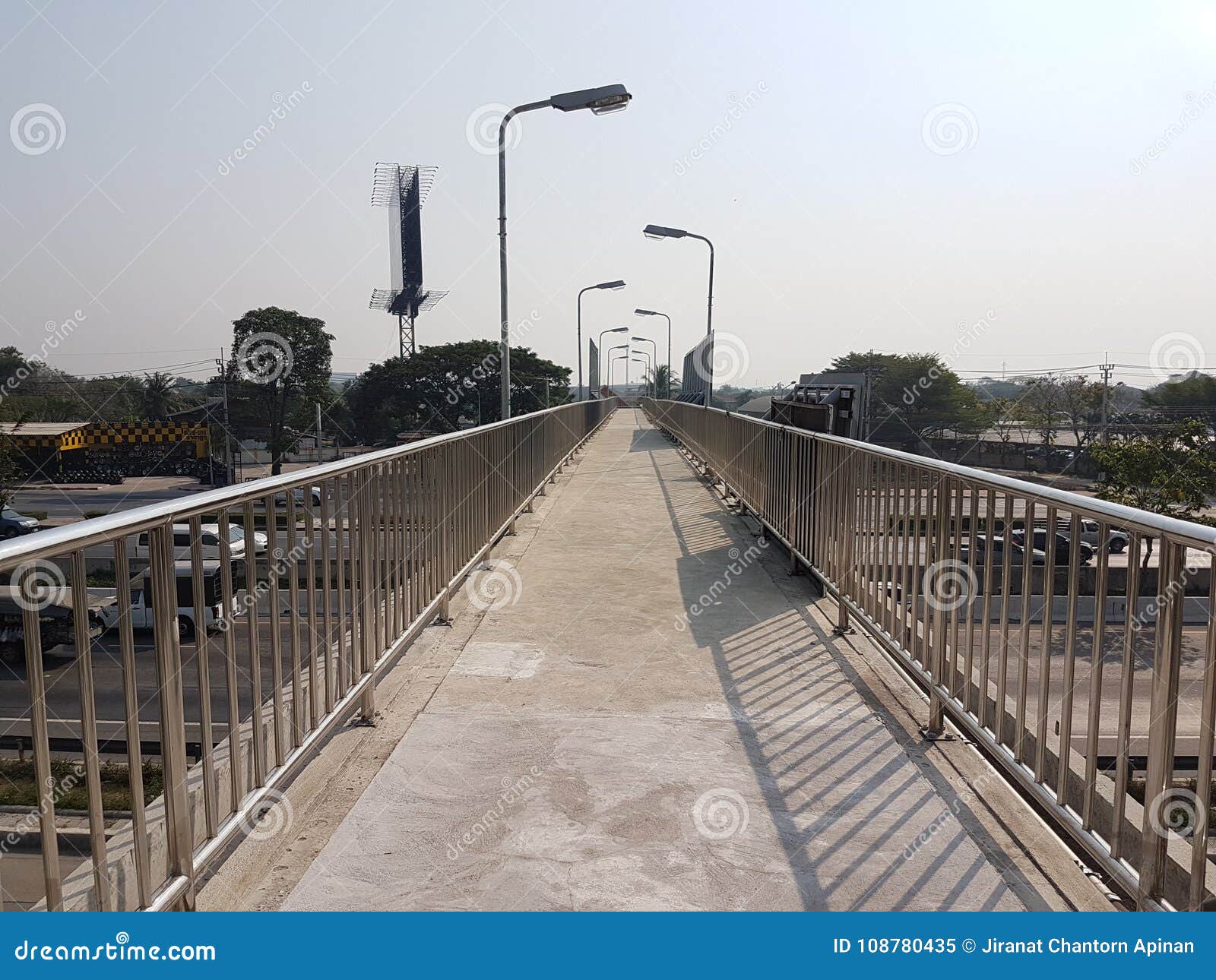 Walk Way on the Overpass Bridge Stock Image - Image of white, safety ...