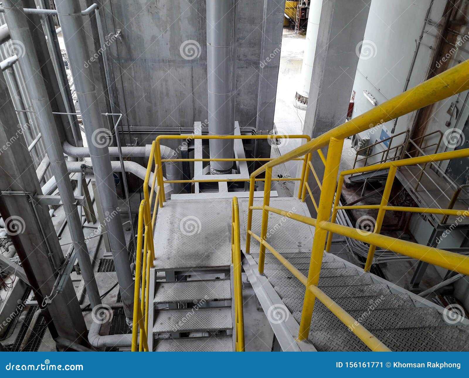 Walk Way with Yellow Handrail Stock Image - Image of design, business ...