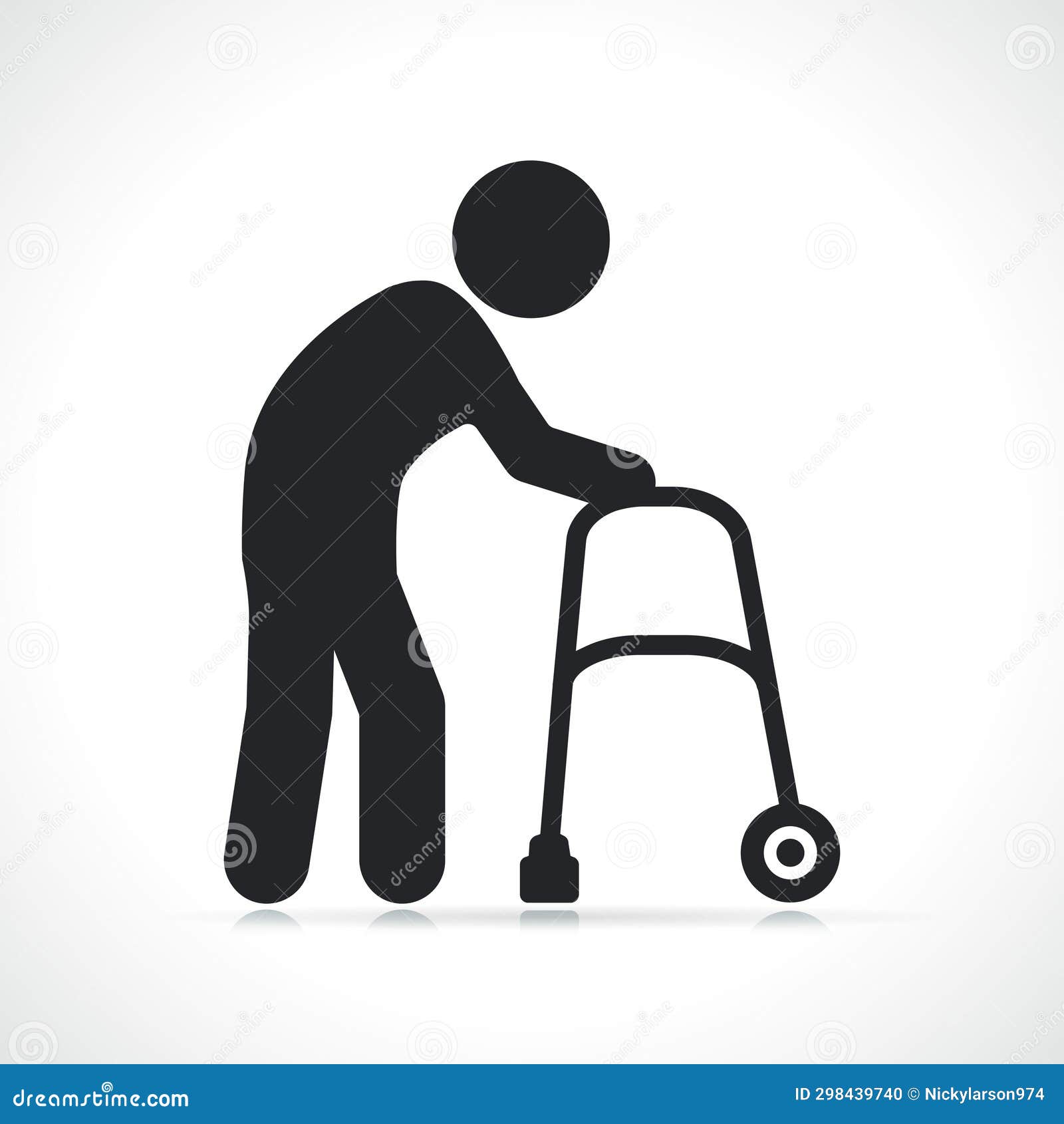 Walker For The Disabled.Old Age Single Icon In Black Style Vector ...