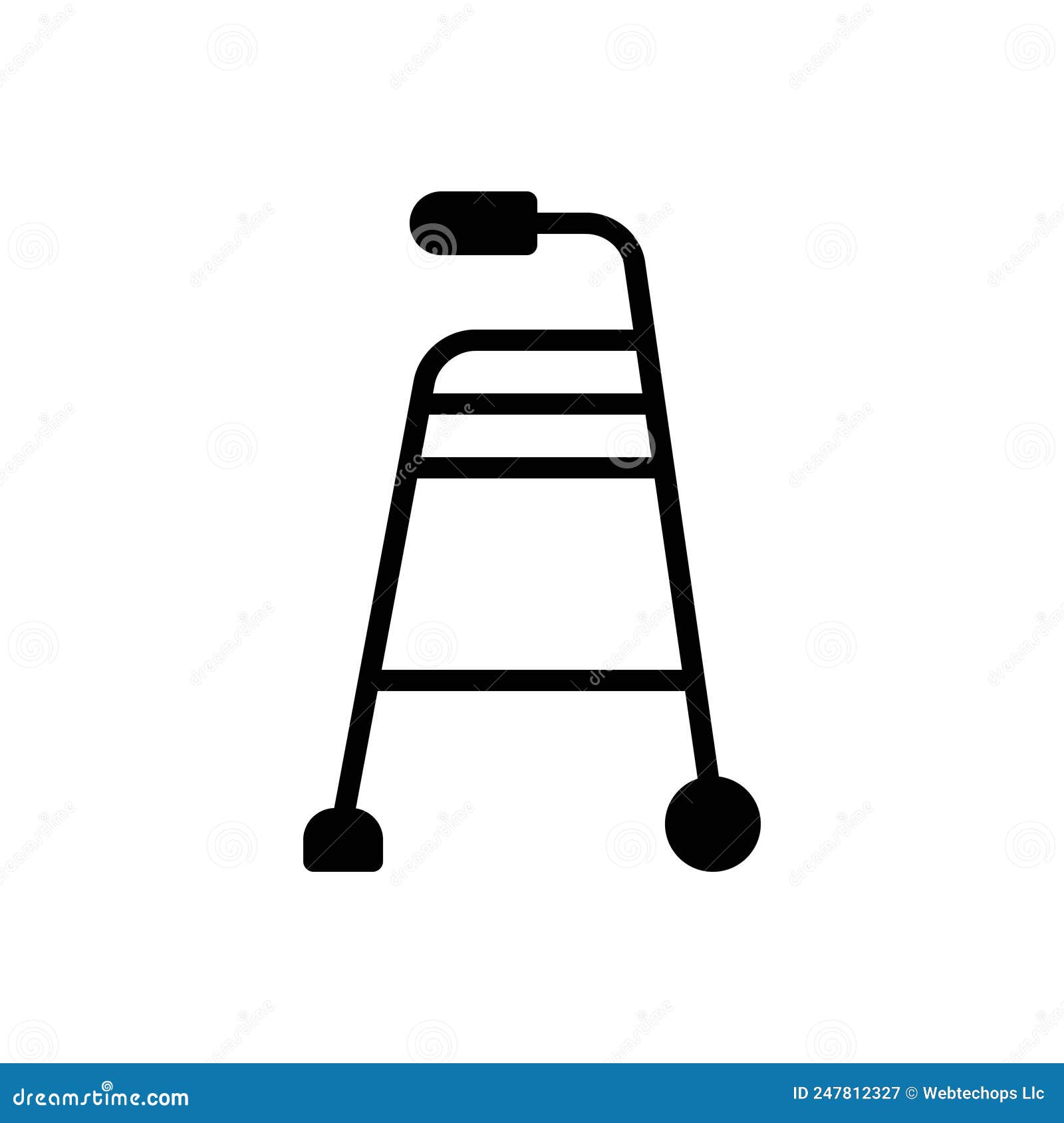 Black Solid Icon for Walker, Handicapped and Disability Stock Vector ...
