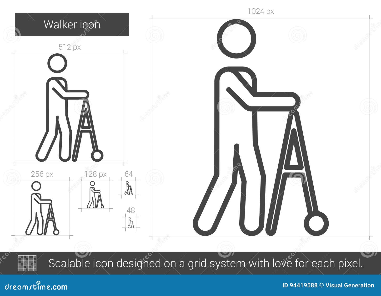 Walker line icon. stock vector. Illustration of icon - 94419588