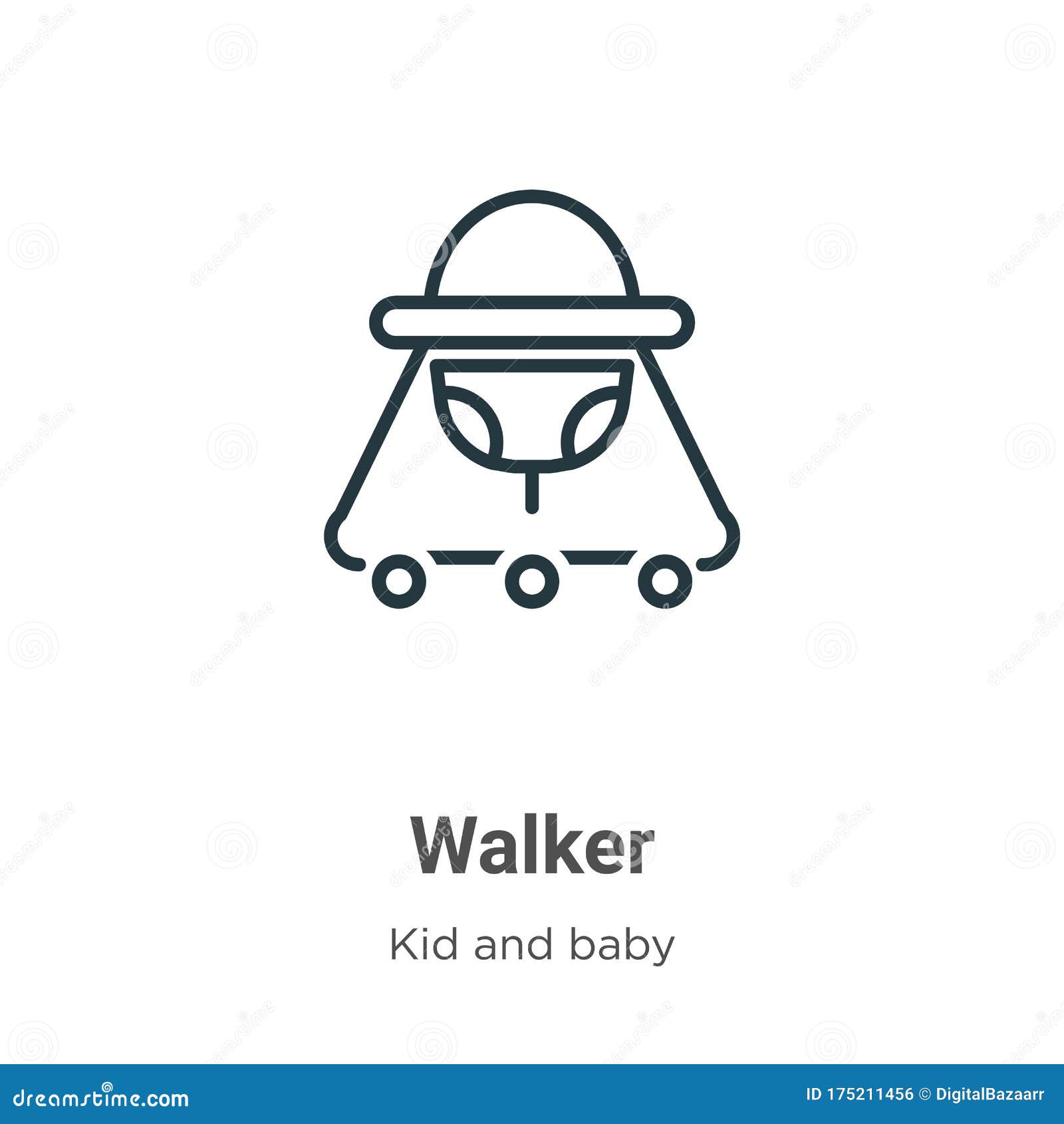 Walker Outline Vector Icon. Thin Line Black Walker Icon, Flat Vector ...