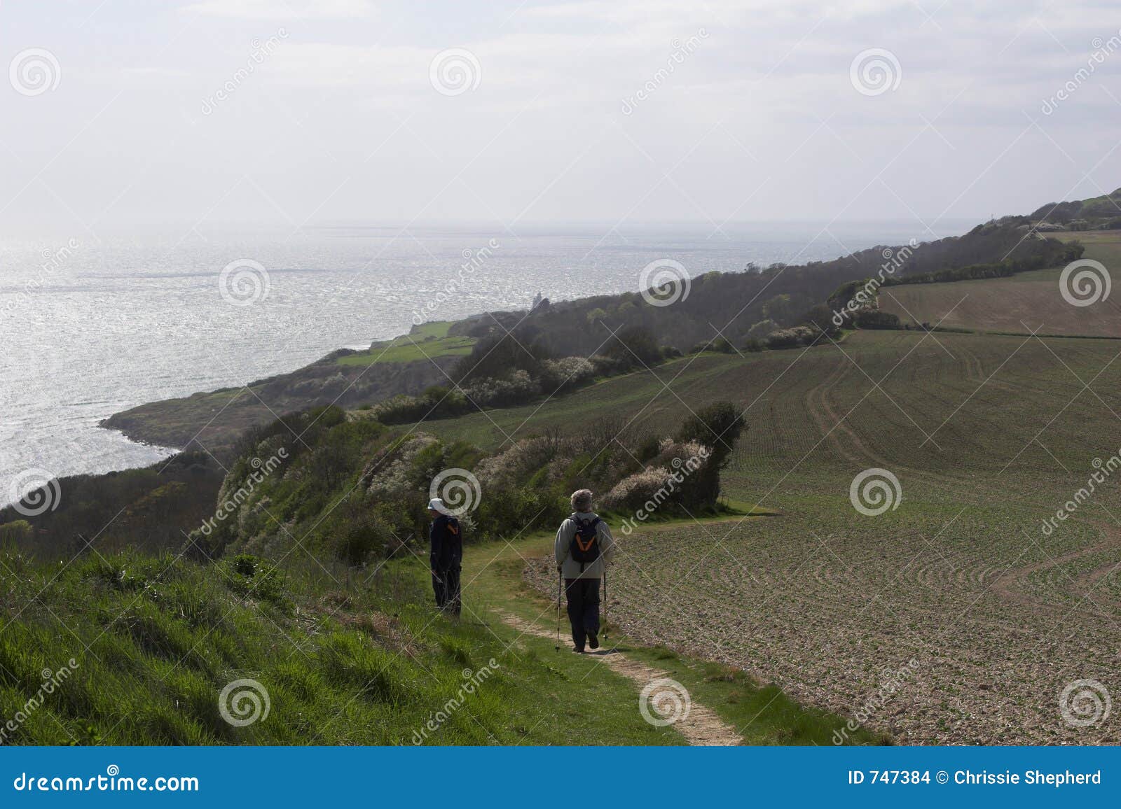 Walkers on coastal path stock photo. Image of hiking, people - 747384
