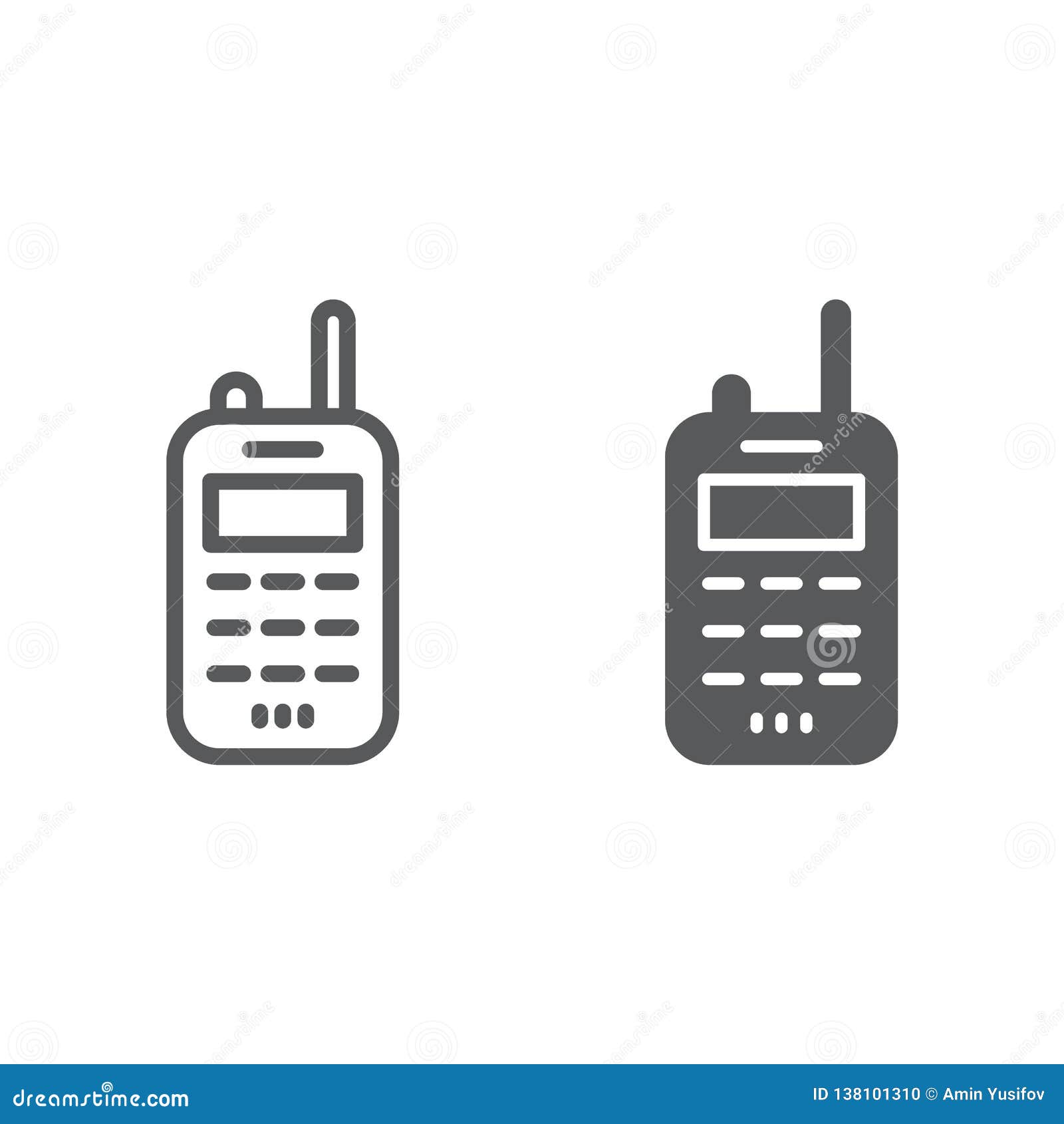 Icon Set With Transmitter, Repeater And Receiver Mast On Round And ...