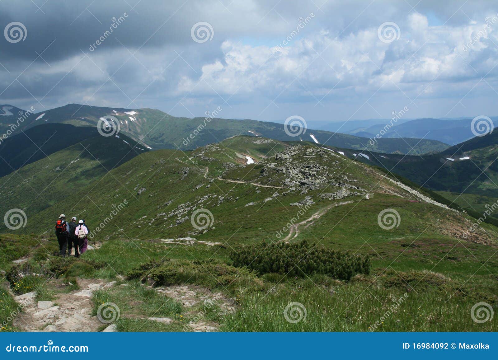 Walking Along the Mountain Path Stock Photo - Image of group, ridge ...