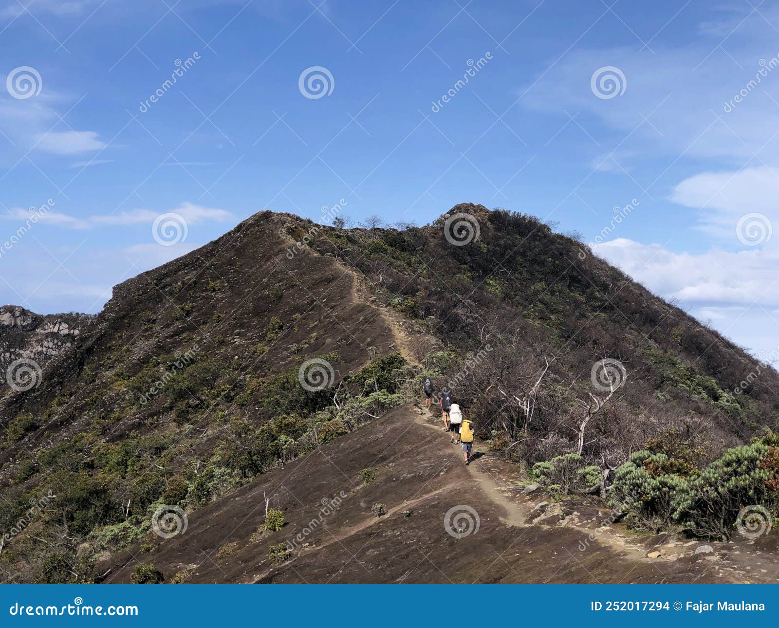 Walking Along the Top of Mount Ciremai Editorial Stock Image - Image of ...