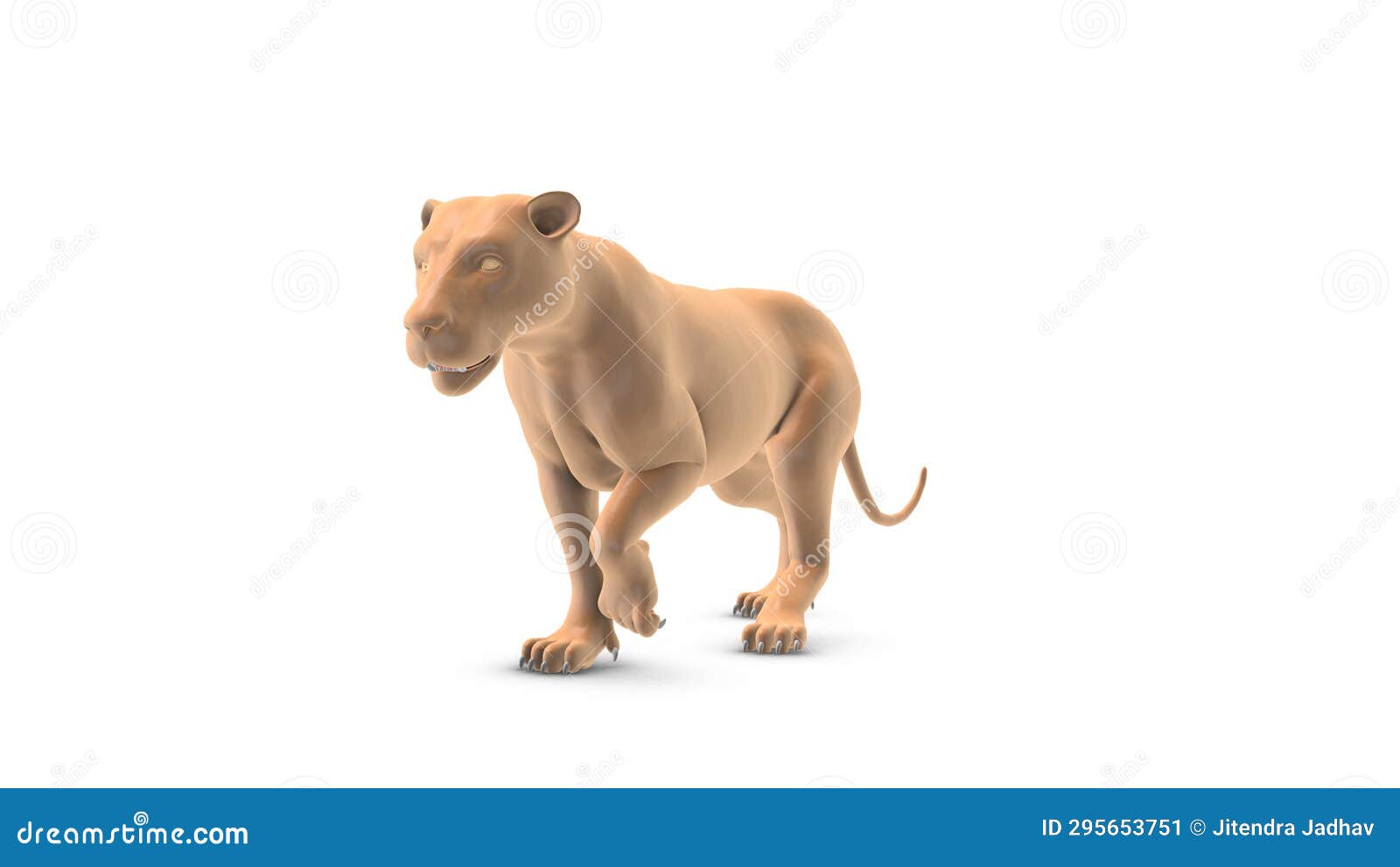 Walking Animated Lion on a White Background Stock Illustration ...